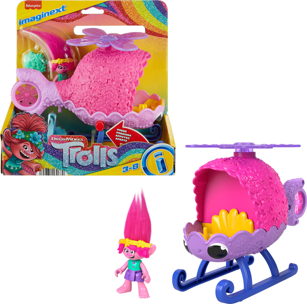 Imaginext DreamWorks Trolls Poppy Figure and Toy Helicopter for ...