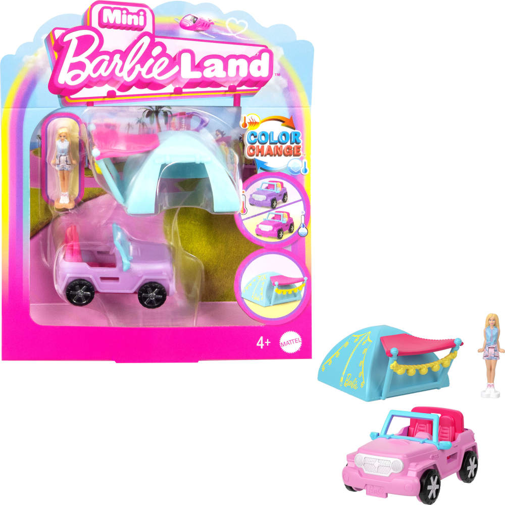 Barbie Mini BarbieLand Doll & Toy Vehicle Sets, 1.5-inch Barbie Doll ...
