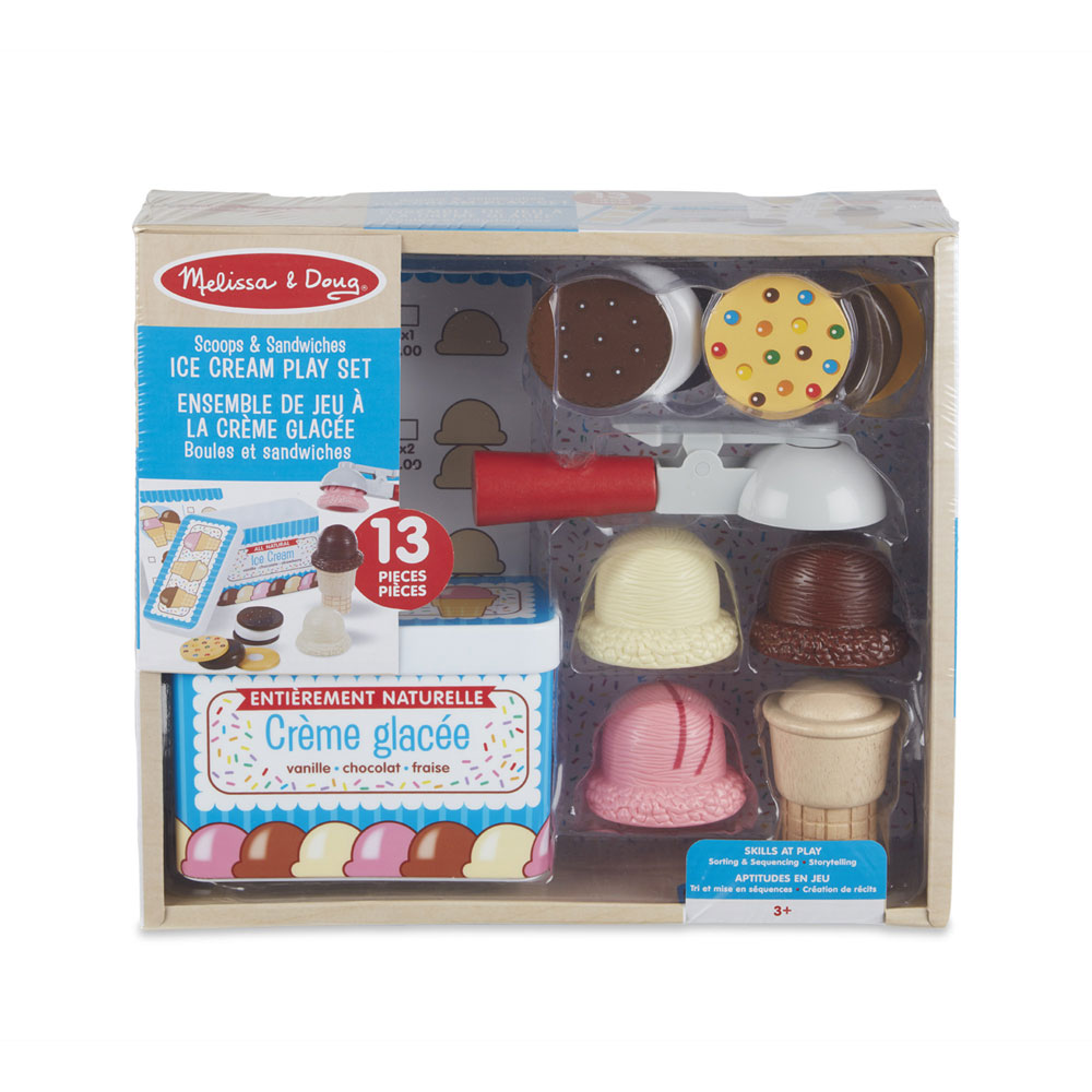 Melissa & Doug Scoops and Sandwiches 13-Piece Ice Cream Play Food Set ...