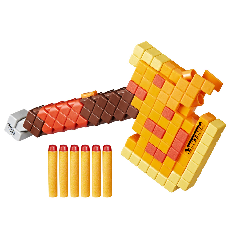 Nerf Minecraft Firebrand, Dart Blasting Axe, 6 Nerf Elite Foam Darts ...